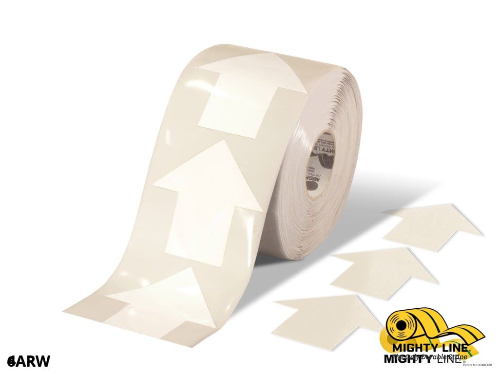4" Wide Solid White Arrow Roll 280 Arrows – Mighty Line Floor Tape