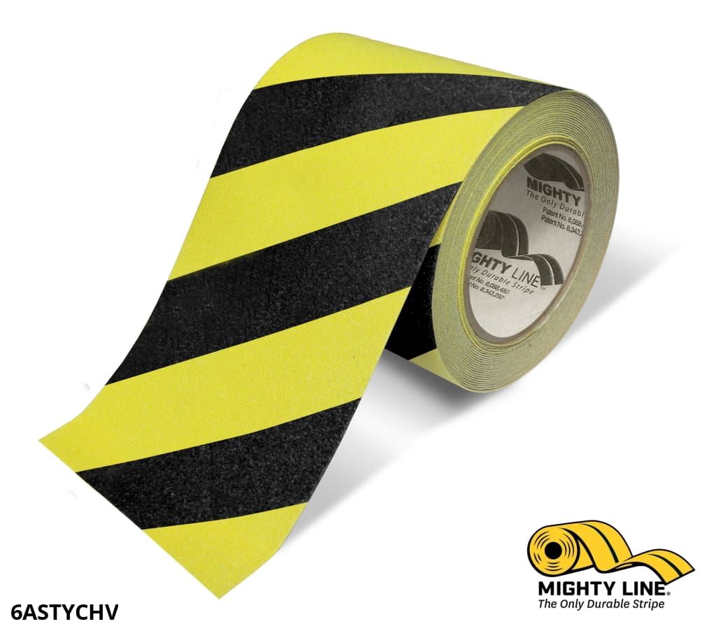 6" Yellow With Black Chevrons Anti-Slip Floor Tape - 60' Roll – Mighty ...