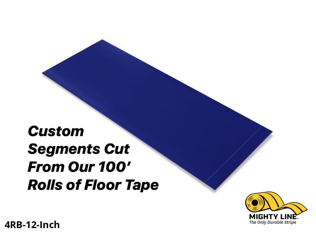 Custom Cut Segments - 4" Blue Safety Floor Tape - 100' Roll – Mighty ...