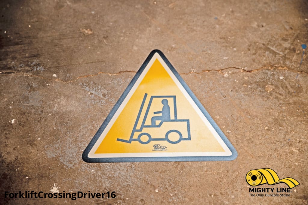 Forklift Crossing with Driver - Floor Marking Sign, 16" – Mighty Line ...