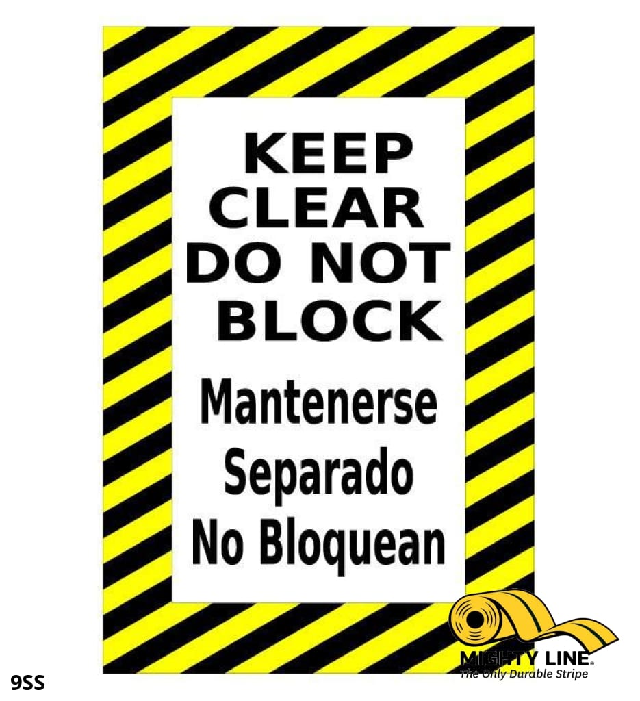 Mighty Line Keep Clear Bilingual Caution Sign - 1 Sign - Floor Marking ...