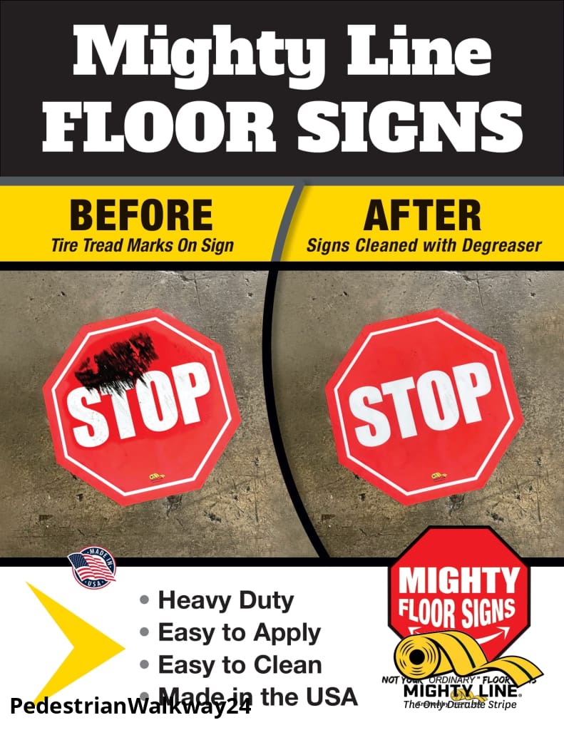Pedestrian Walkway Floor Sign - Floor Marking Sign, 24" – Mighty Line ...